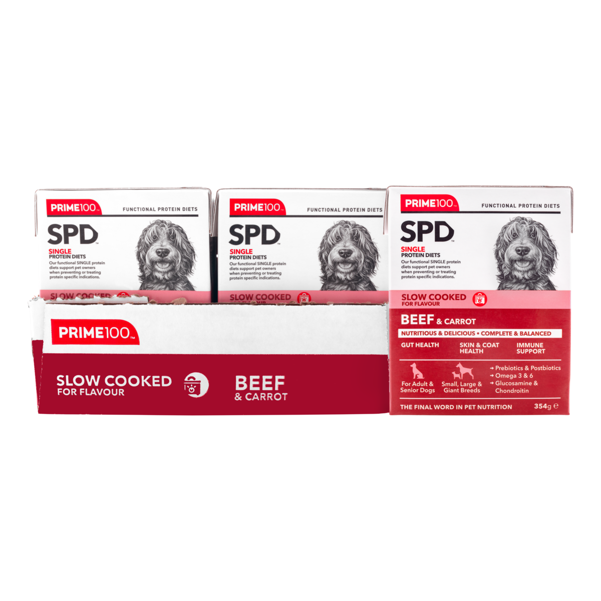 PRIME100 SPD Slow Cooked Beef & Carrot 354g (12pk)